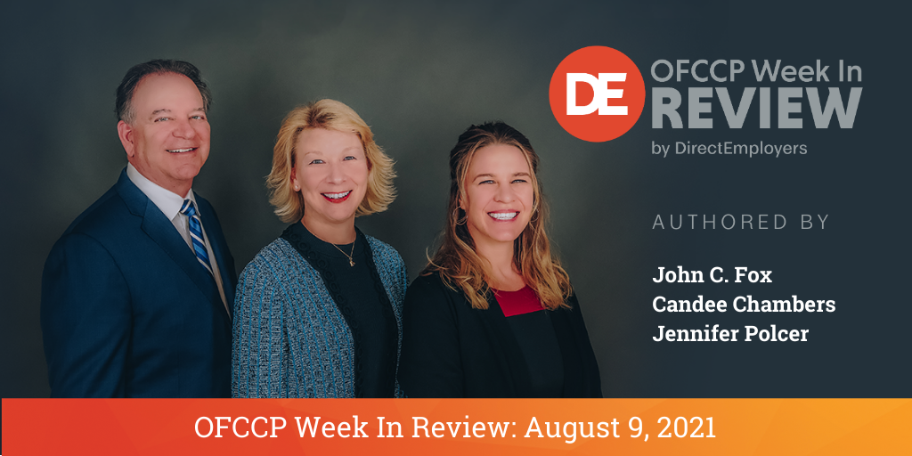 OFCCP Week In Review: August 9, 2021 • DirectEmployers Association